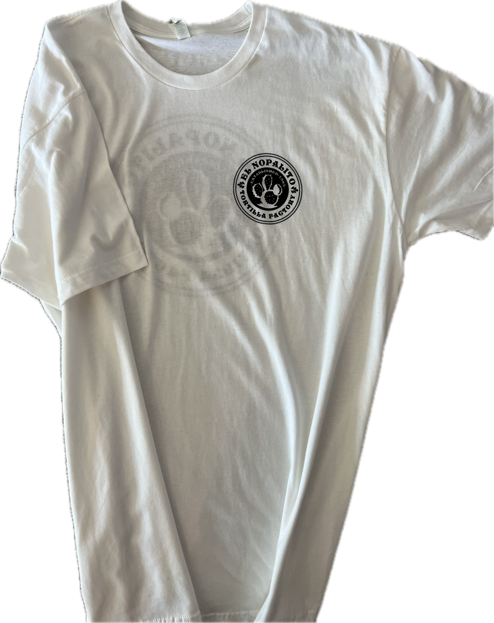 Adult T-Shirt White with Black Logo – El Nopalito